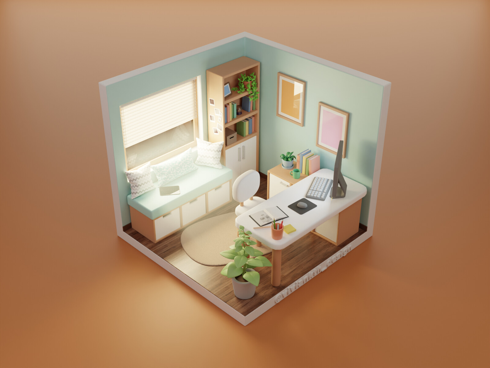 ArtStation - Low Poly Home Office