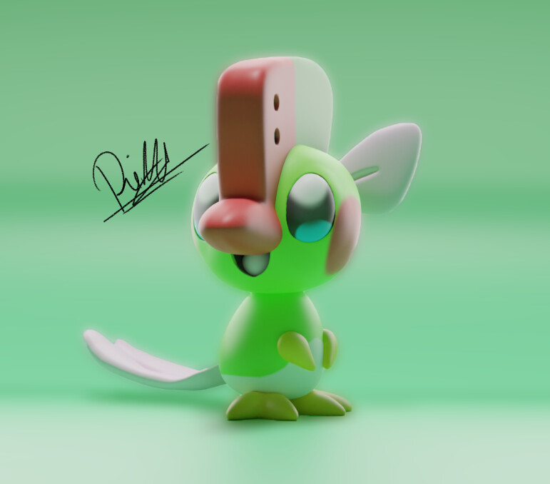 ArtStation - Pokémon Armonía Gurigari, the bird grass type starter