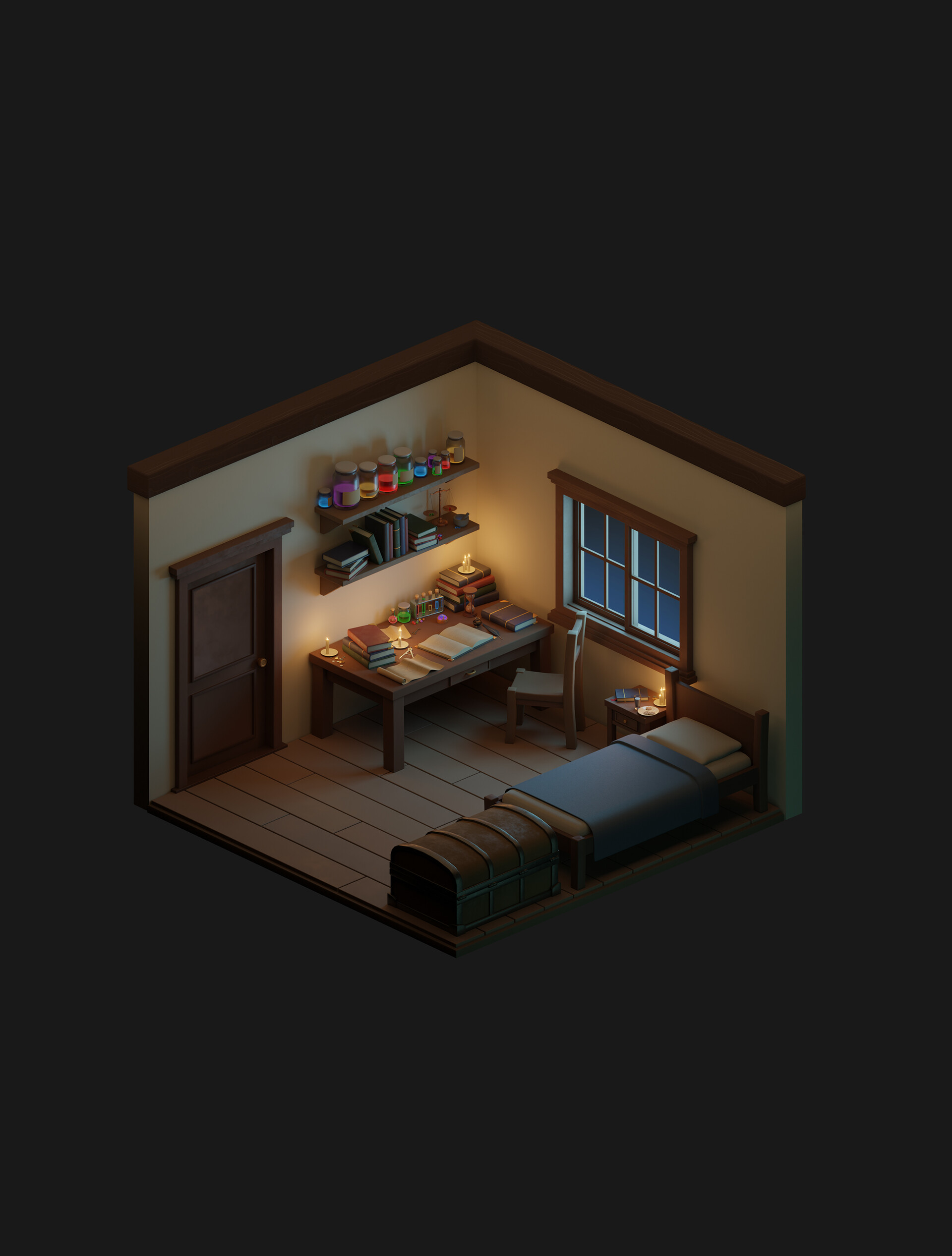 ArtStation - Wizard's study, isometric diorama