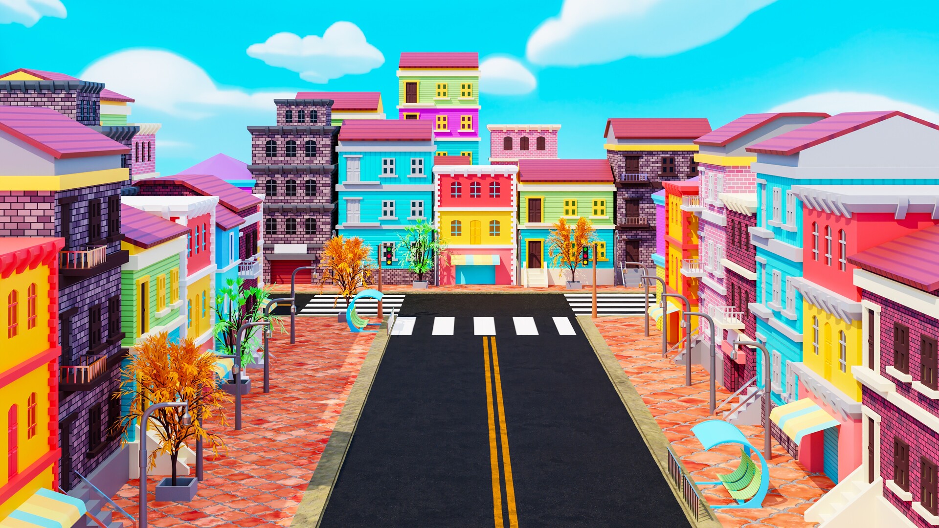 ArtStation - Urban city street scene low poly