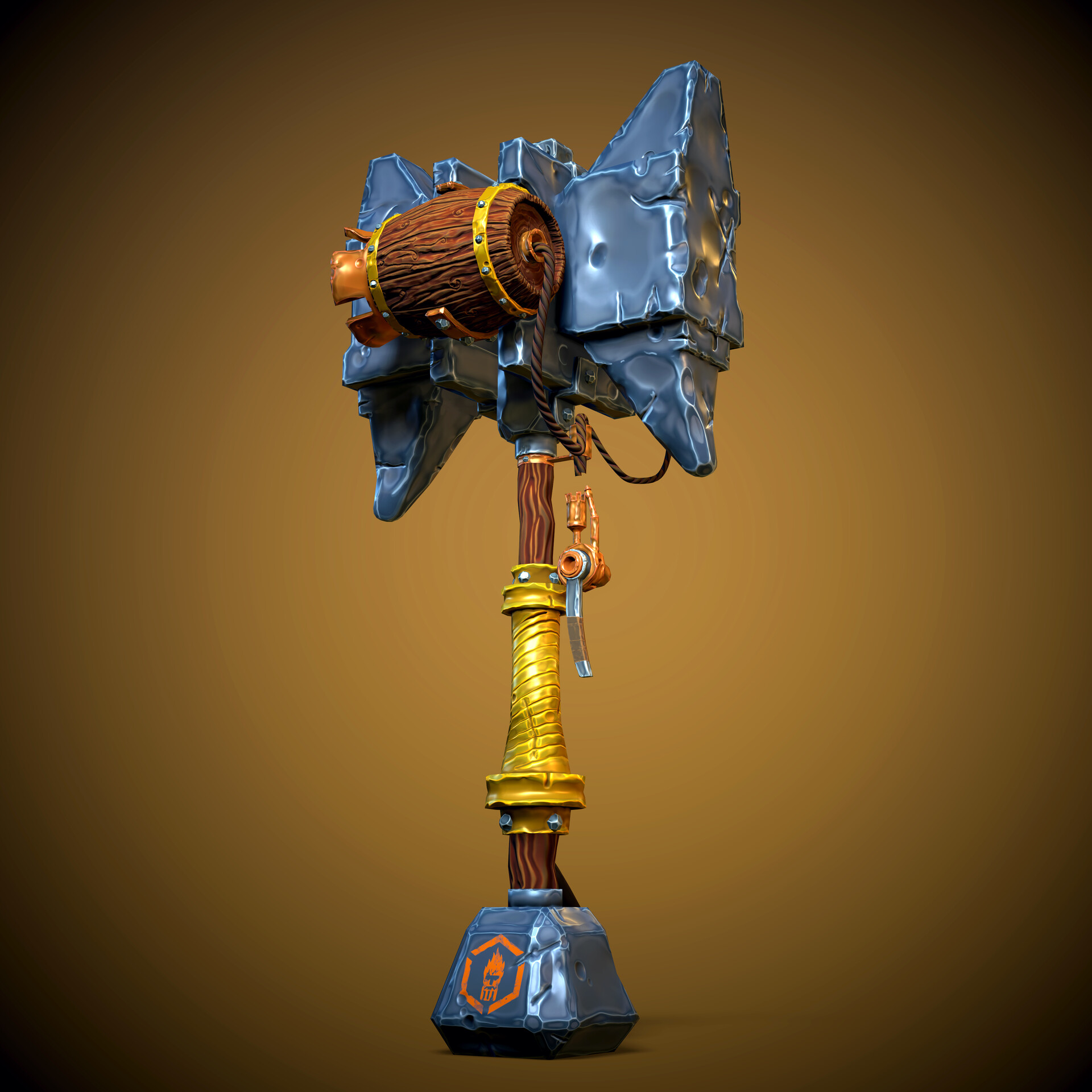 ArtStation - Dwarven weapon set: hammer made of anvils with superstrike ability