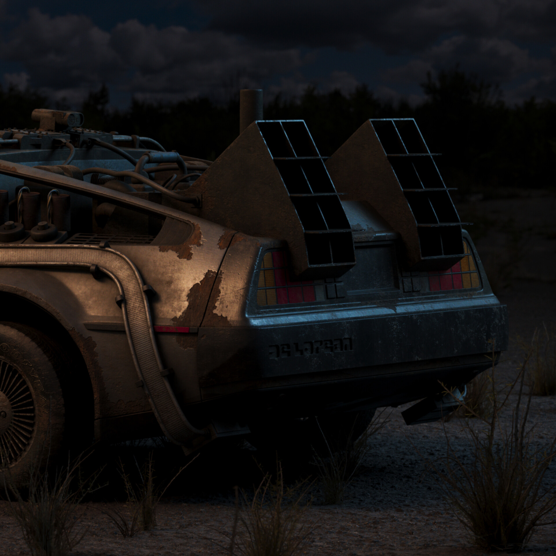 ArtStation - Abandoned Delorean