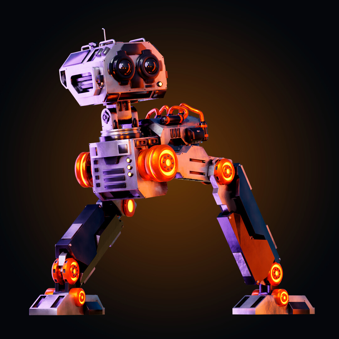 ArtStation - Hard Surface Modeling and Walk Animation of the Mech Robot 🤖