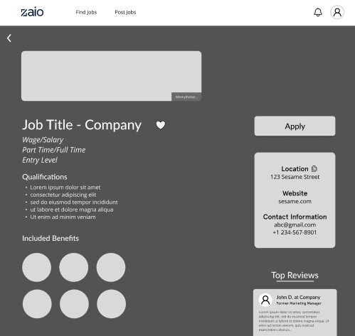 ArtStation - Zaio Job Page (Low Fidelity) - UX/UI