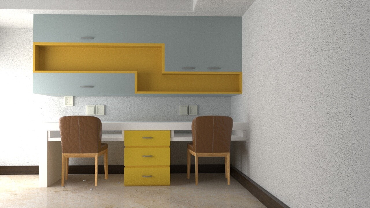 ArtStation - Desk with Two Chairs
