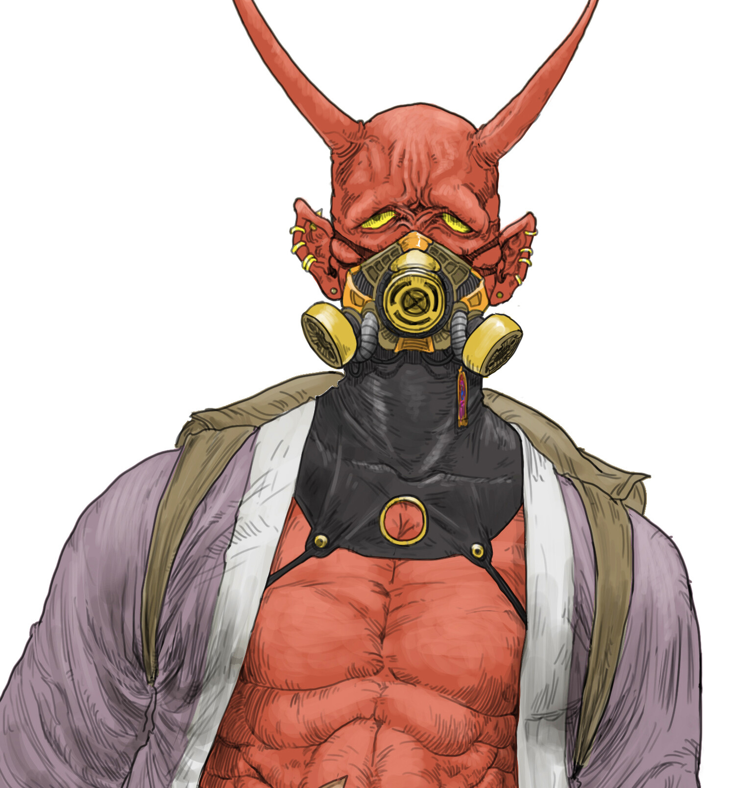 ArtStation - Character cocept art of oni-gun man
