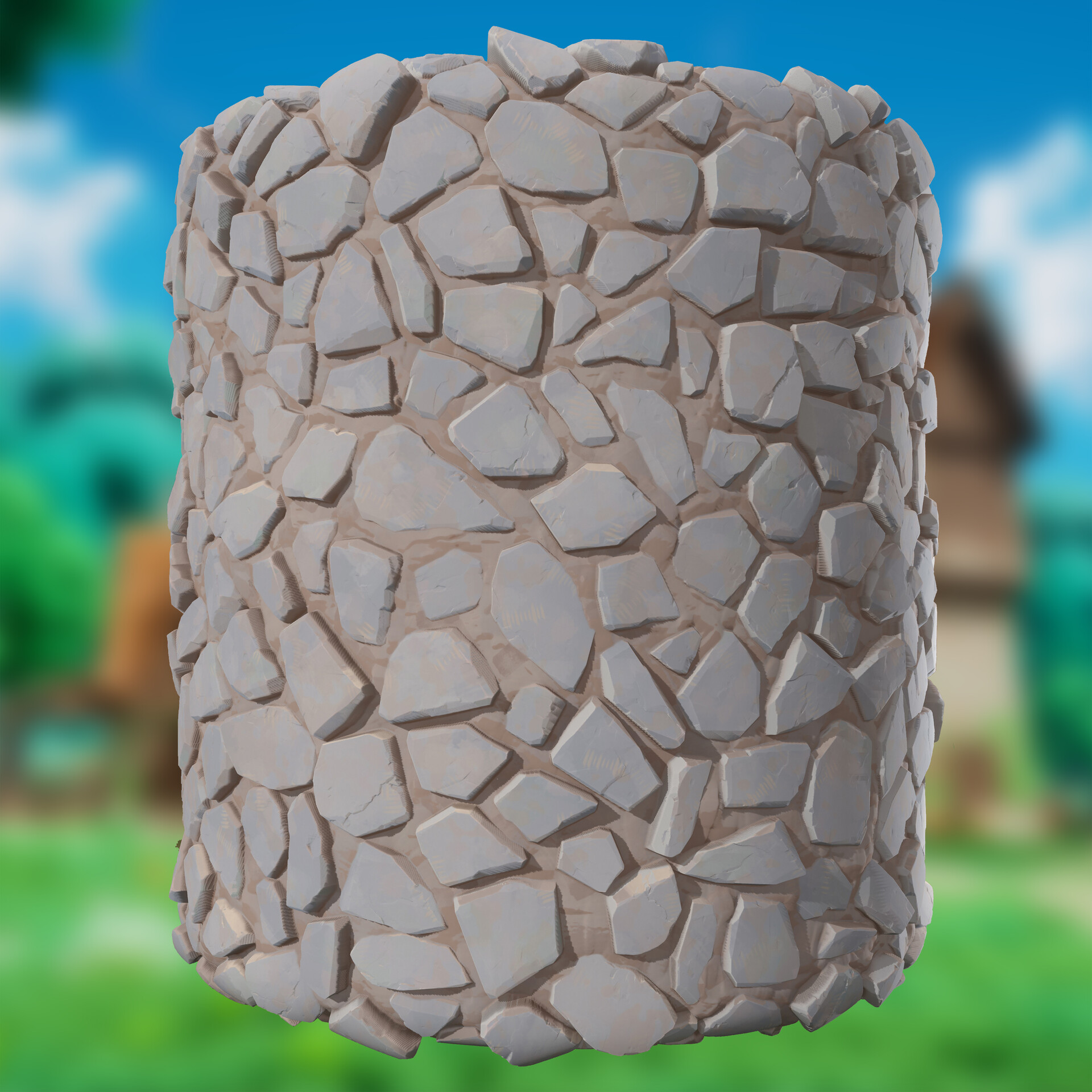 ArtStation - Stylized fossil blocks with a patchwork feel