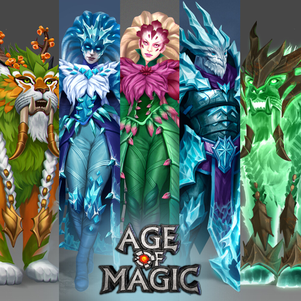 ArtStation - A set of skins for the characters of the Age of Magic game