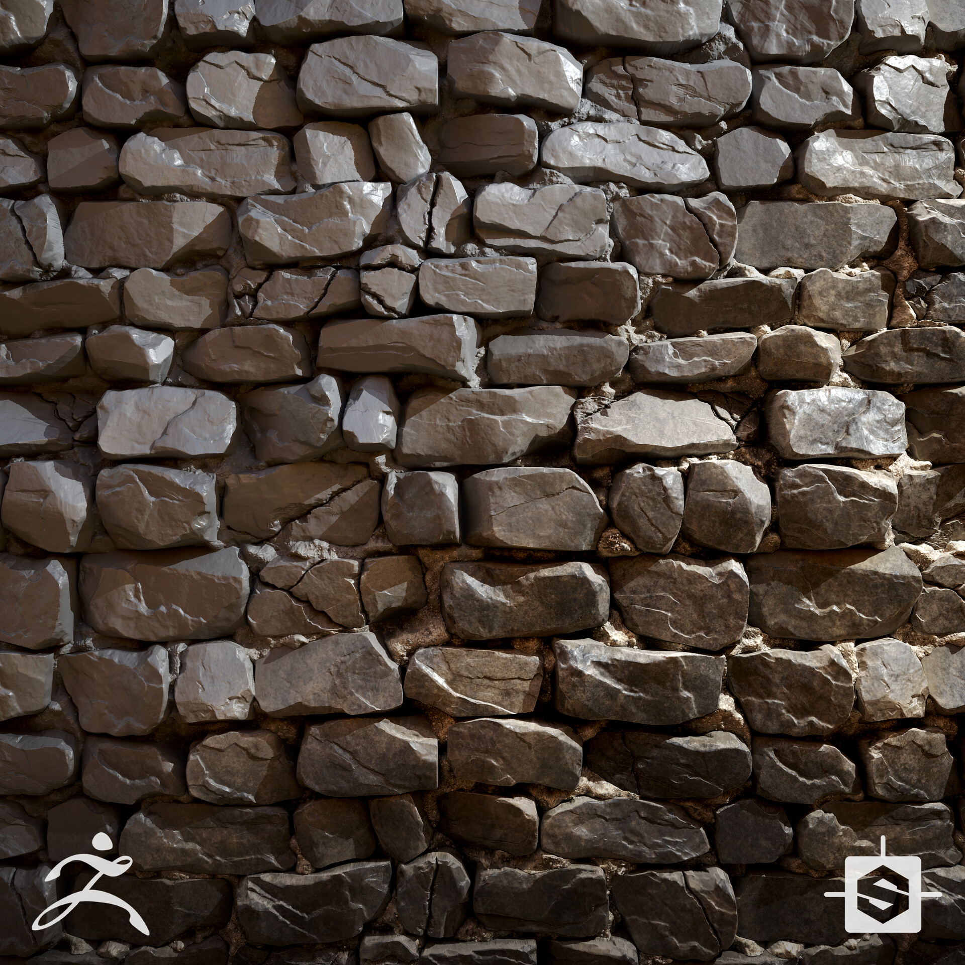 ArtStation - Stone Wall - Sculpted Material
