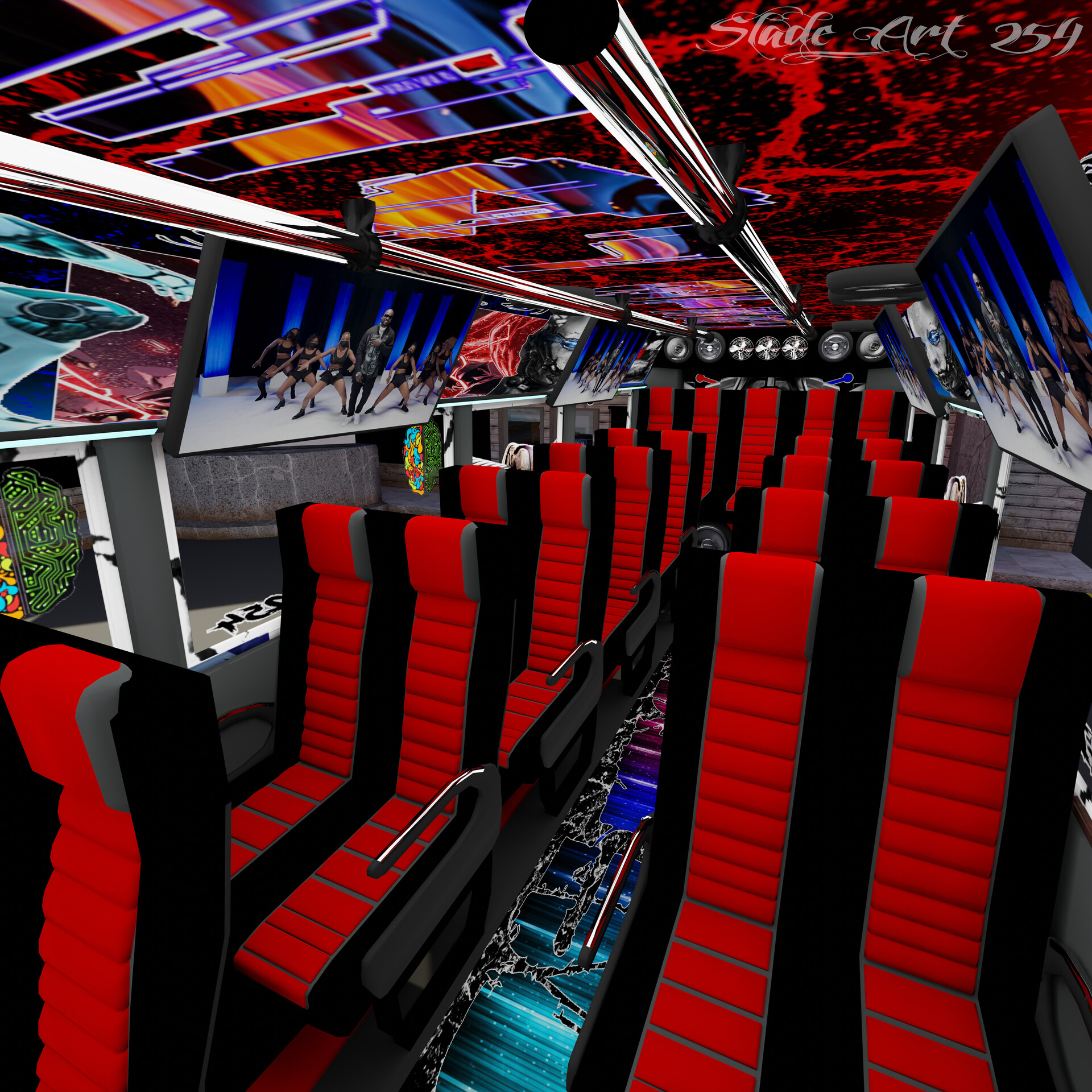 ArtStation - 3d Matatu - Isuzu NQR Matatu Interior renders