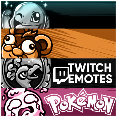 Doodle Daemon - Pokemon Emotes (Commission artwork) for Twitch Streaming