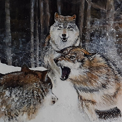 ArtStation - Wolves Fighting