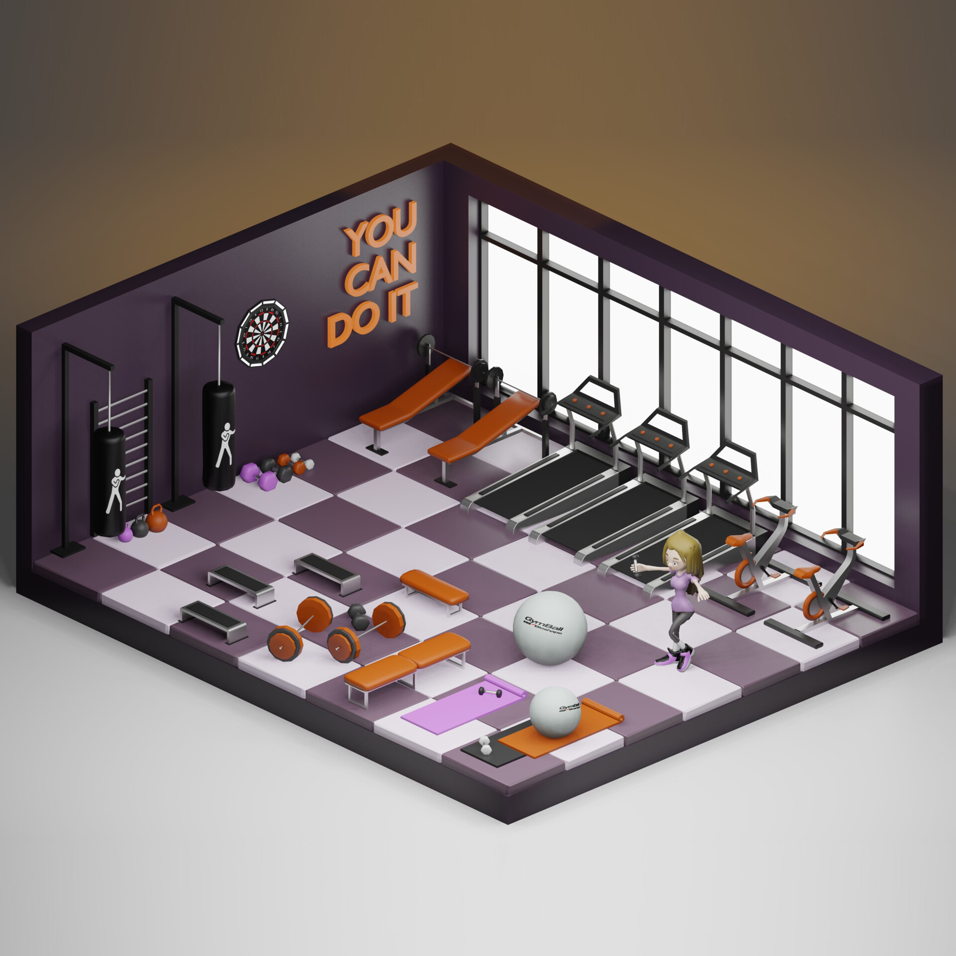 ArtStation - Low Poly Gym Design