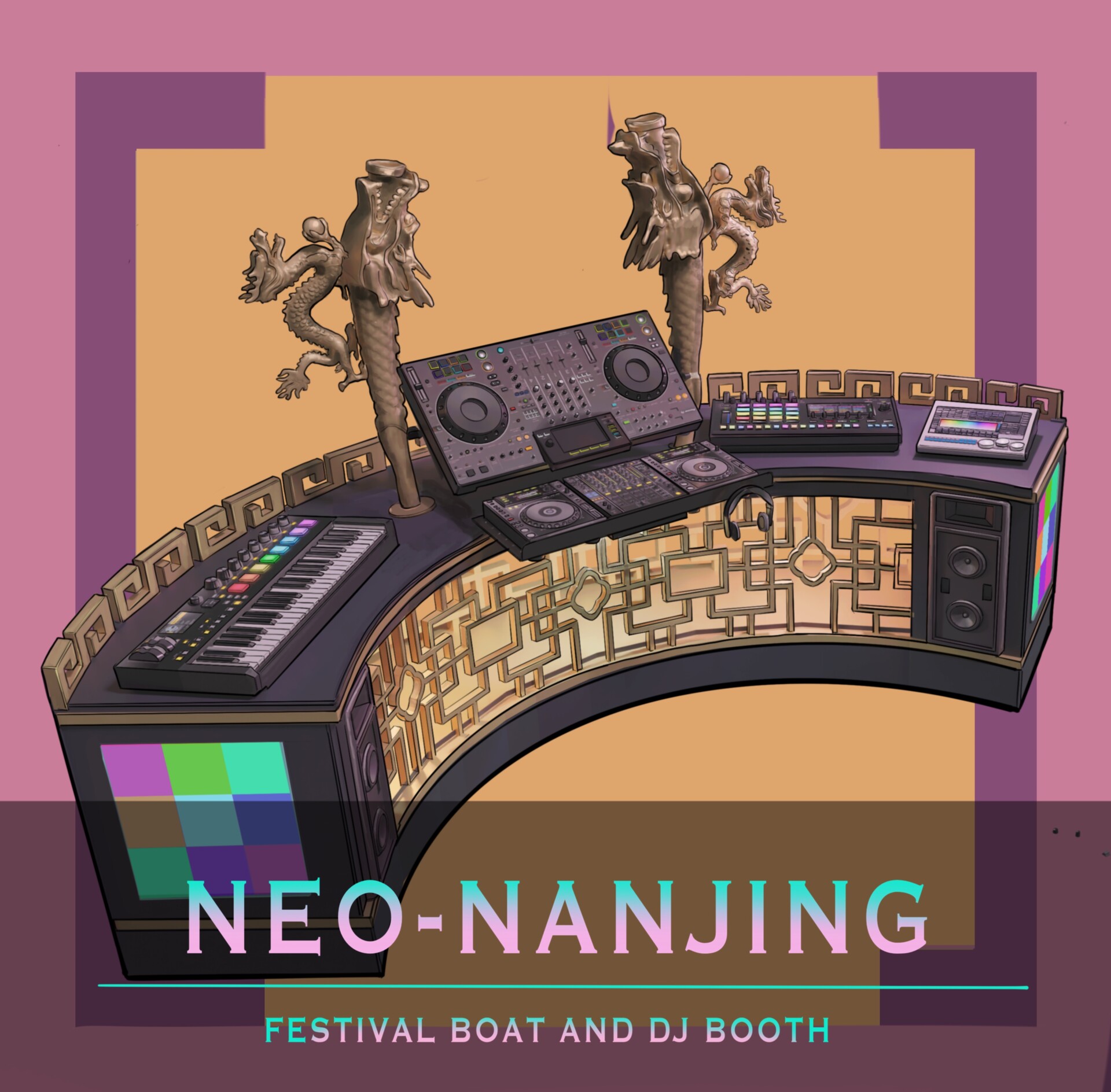 ArtStation - DJ booth and festival boat (props)
