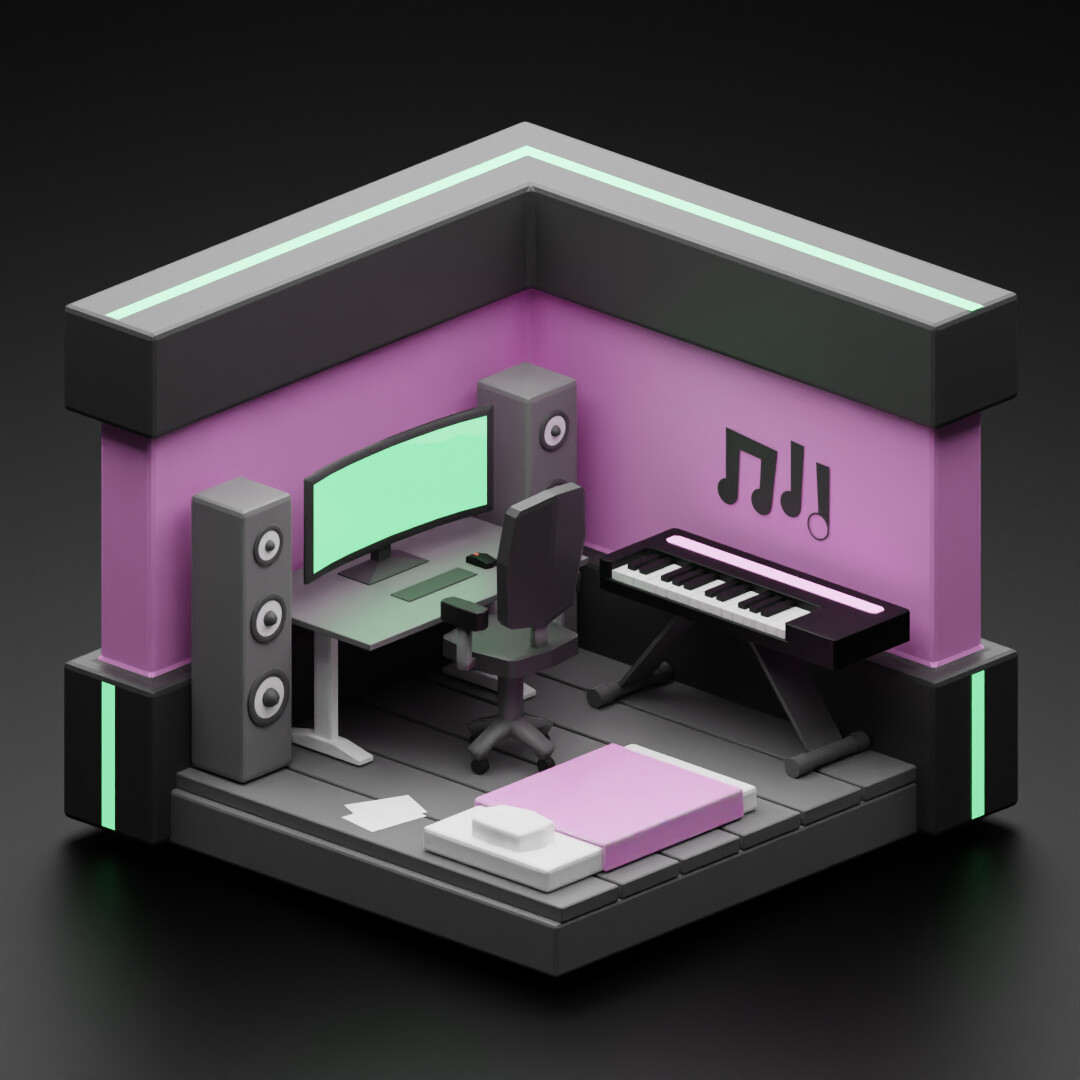 ArtStation - Stylized Isometric 3D Rooms