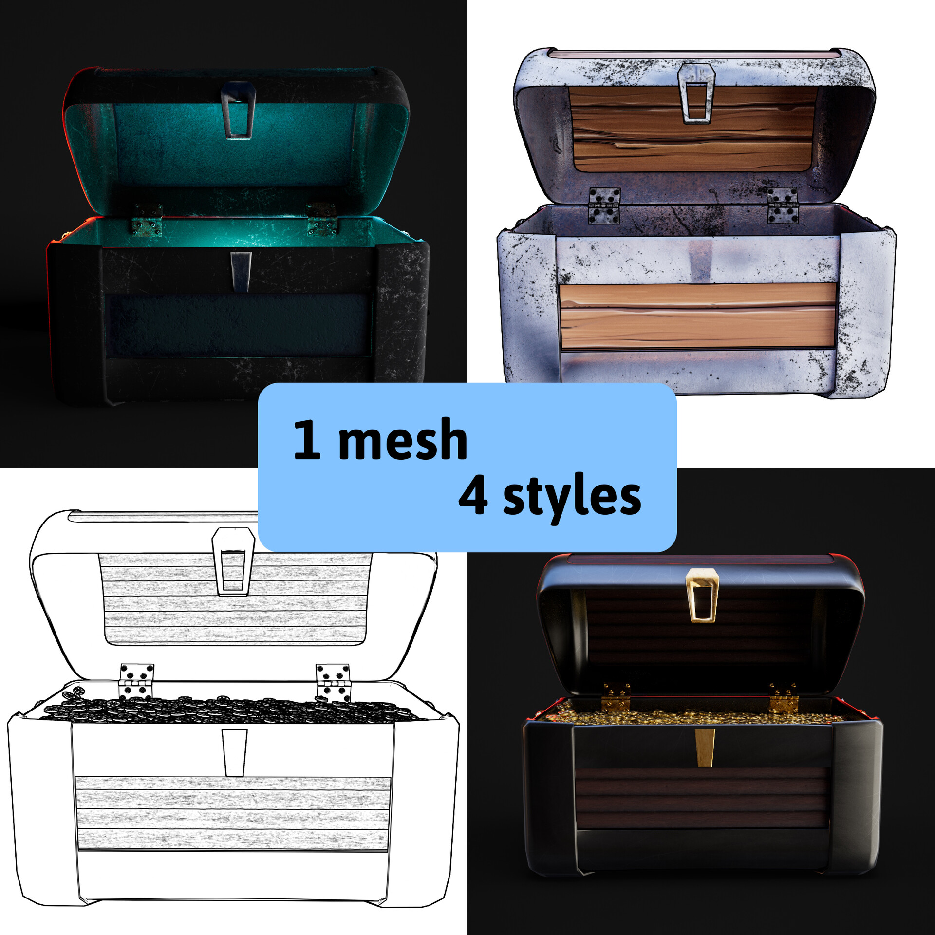 ArtStation - Tresure chest in 4 styles
