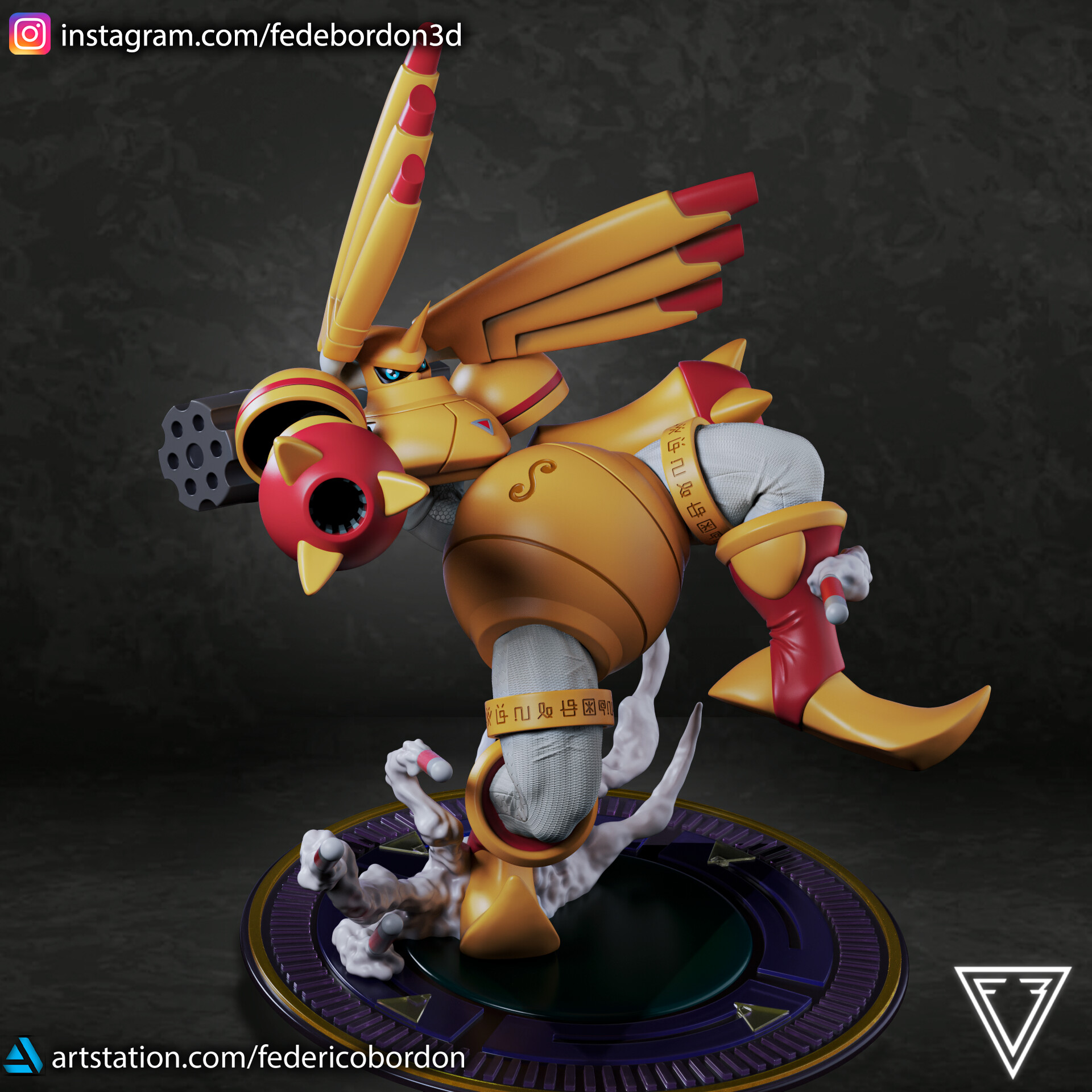 ArtStation - Rapidmon (Digimon Tamers) golden armor and standard ...