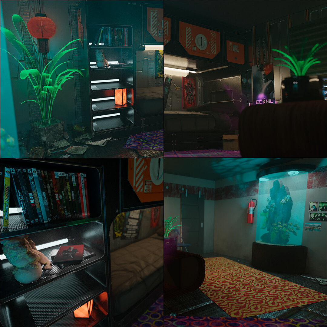 ArtStation - Cyberpunk bedroom