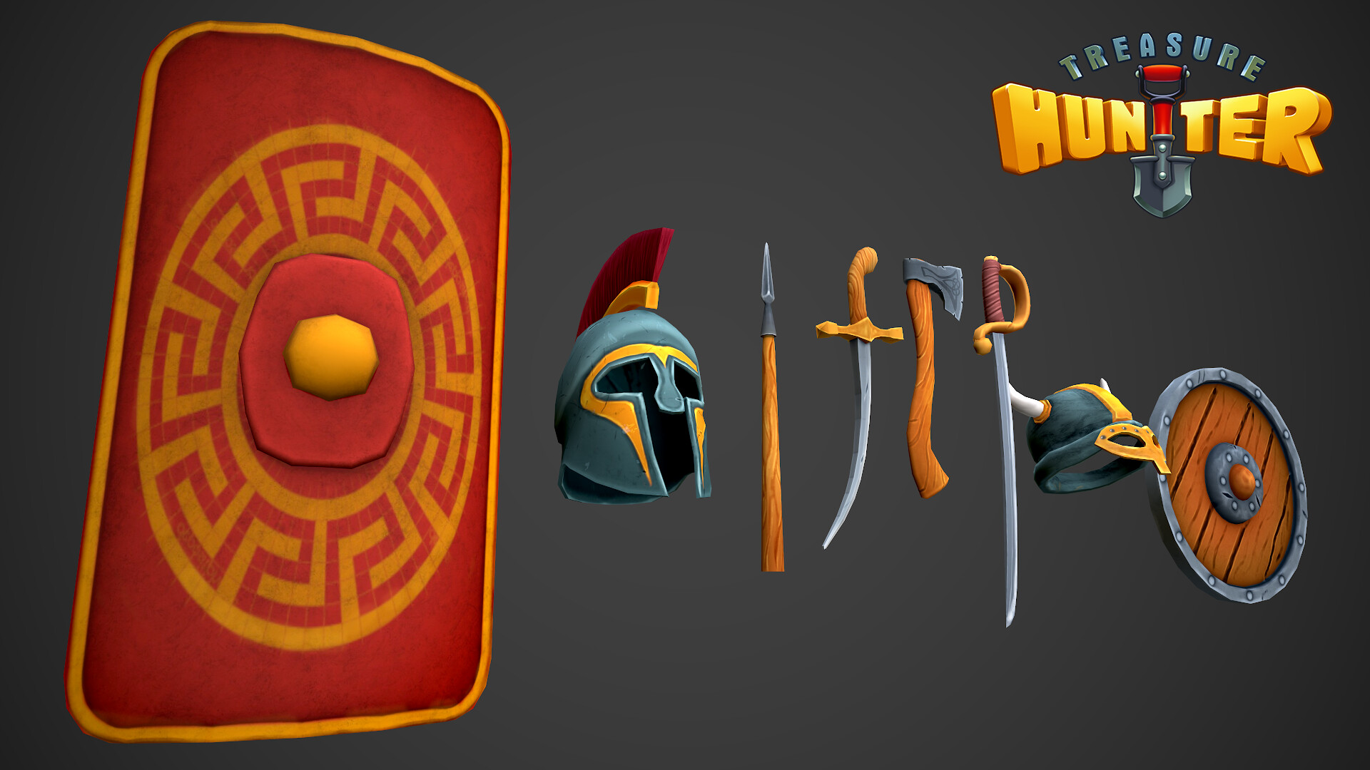 ArtStation - Weapons, sword, shield, spear, ax, helmet