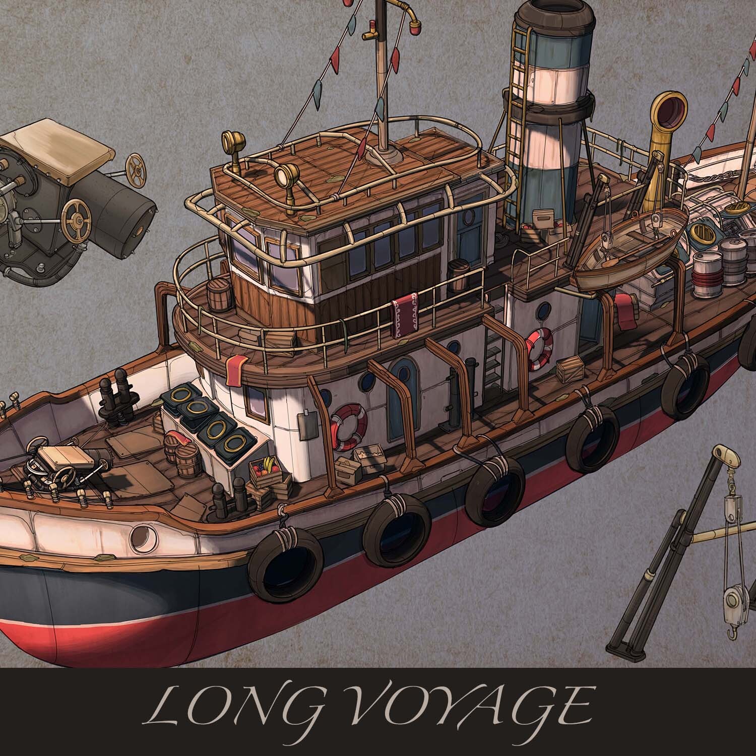 ArtStation - Long Voyage-Tug Boat Design
