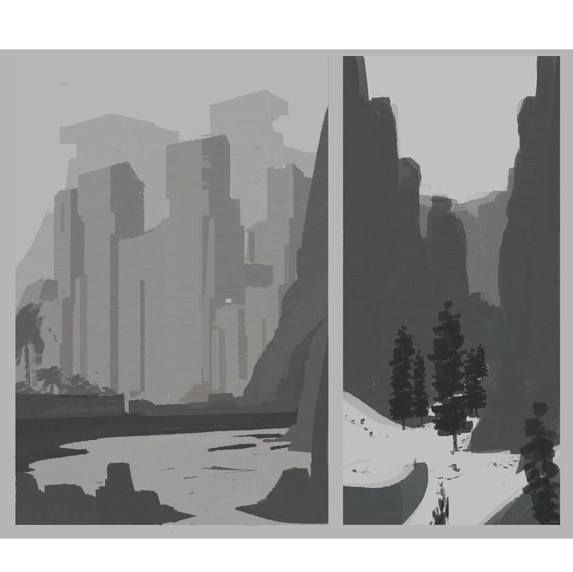 ArtStation - composition study sketches