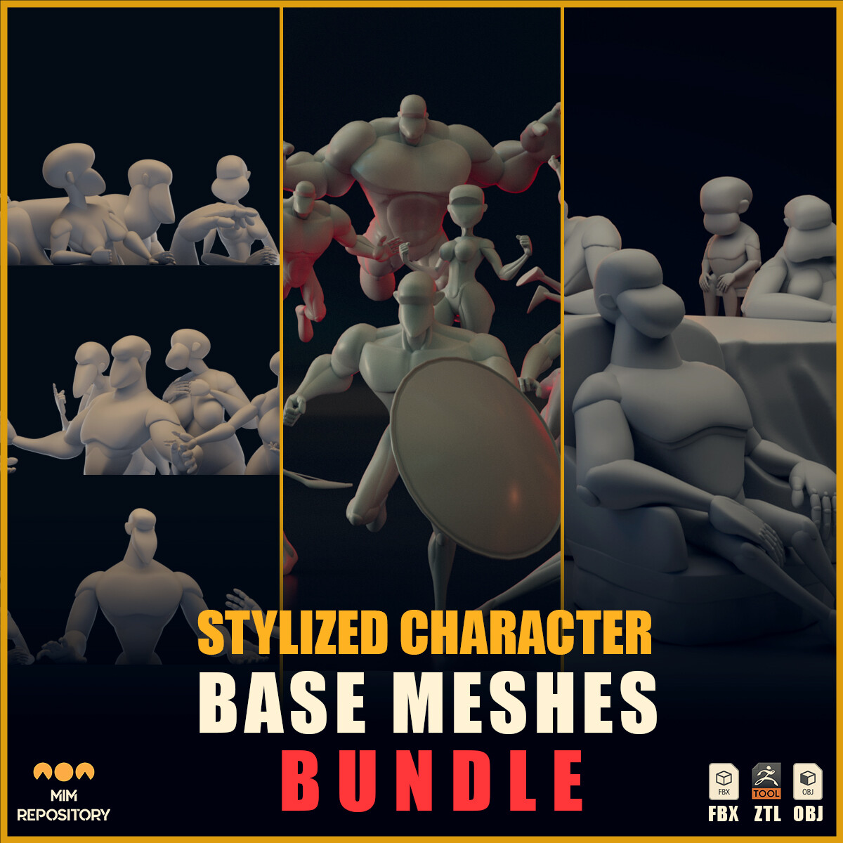 ArtStation - 90 Stylized Character Basemeshes Bundle