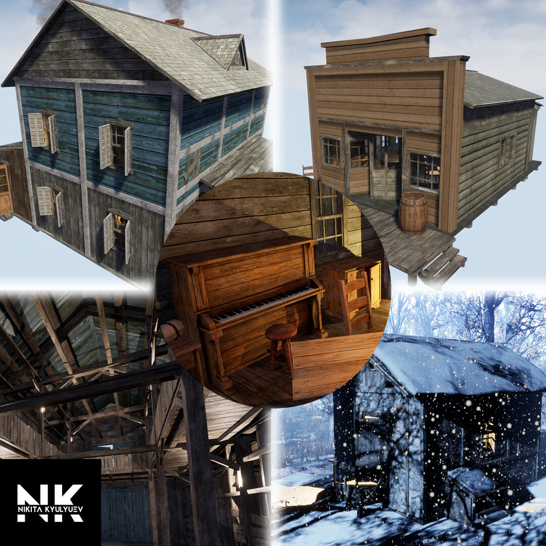ArtStation - Western / wild west houses / barns