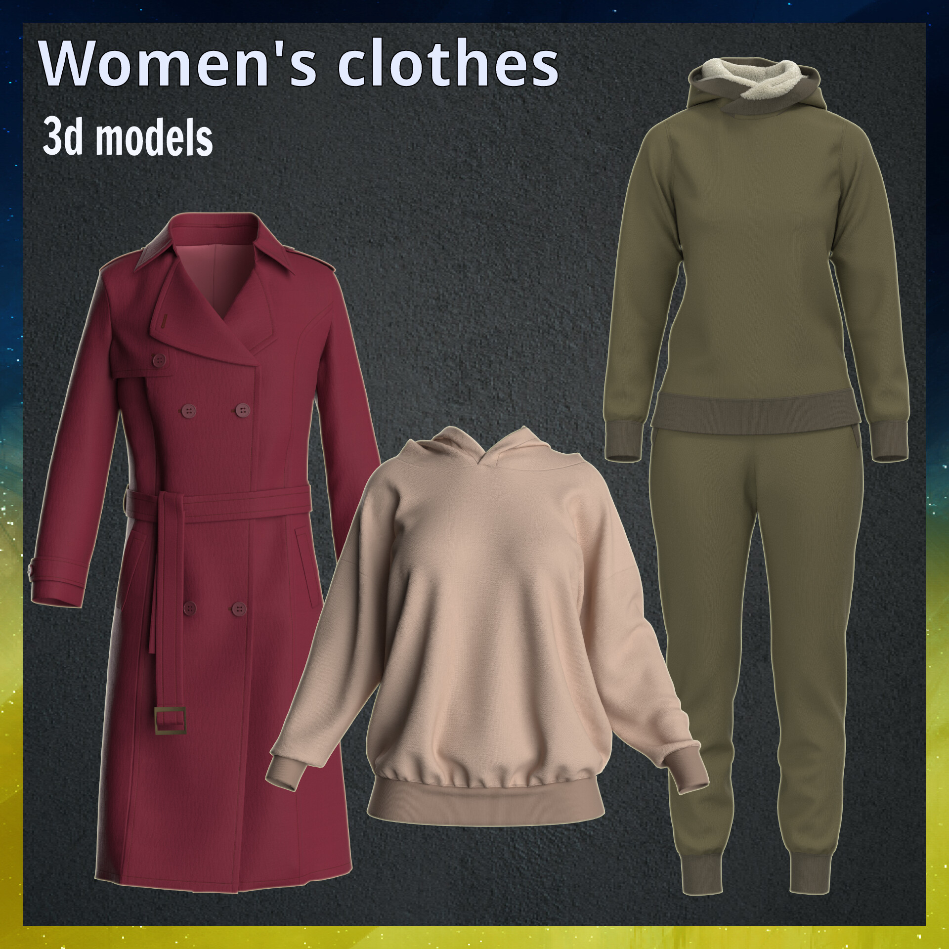 ArtStation - Women's clothes. 3d models. Big pack