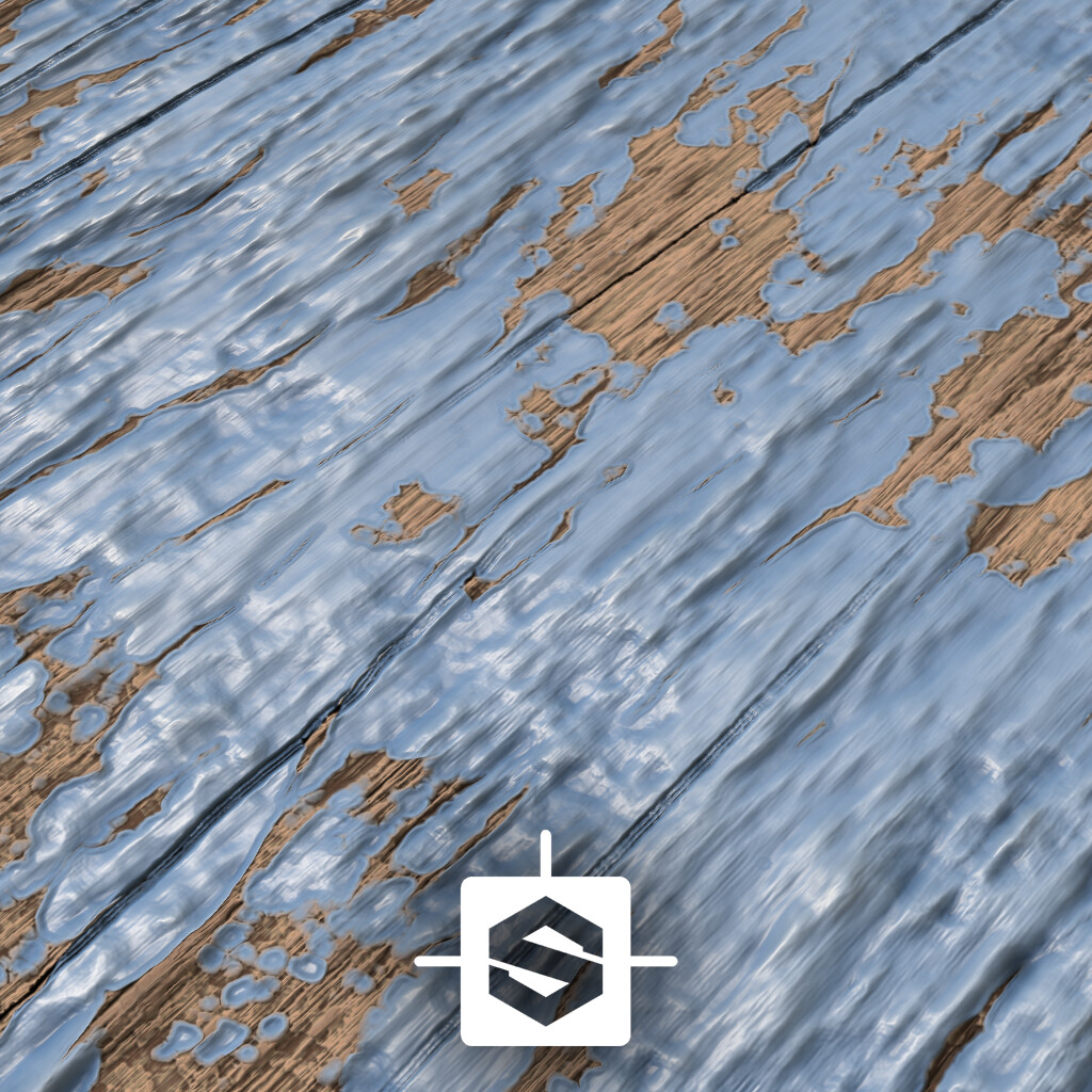 ArtStation - Damaged Painted Wood Texture