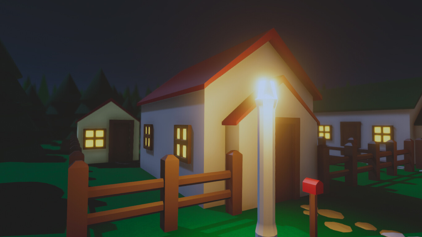 ArtStation - Low Poly Village (Night)