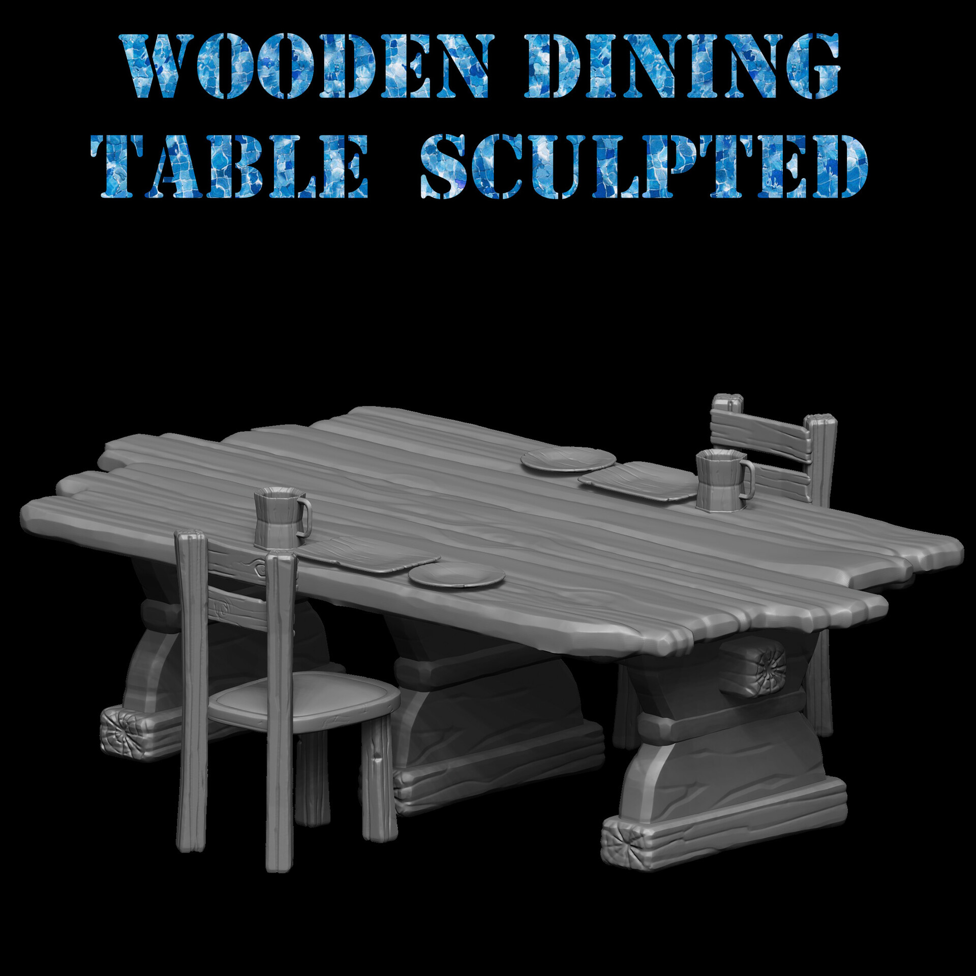 ArtStation - wooden dining table