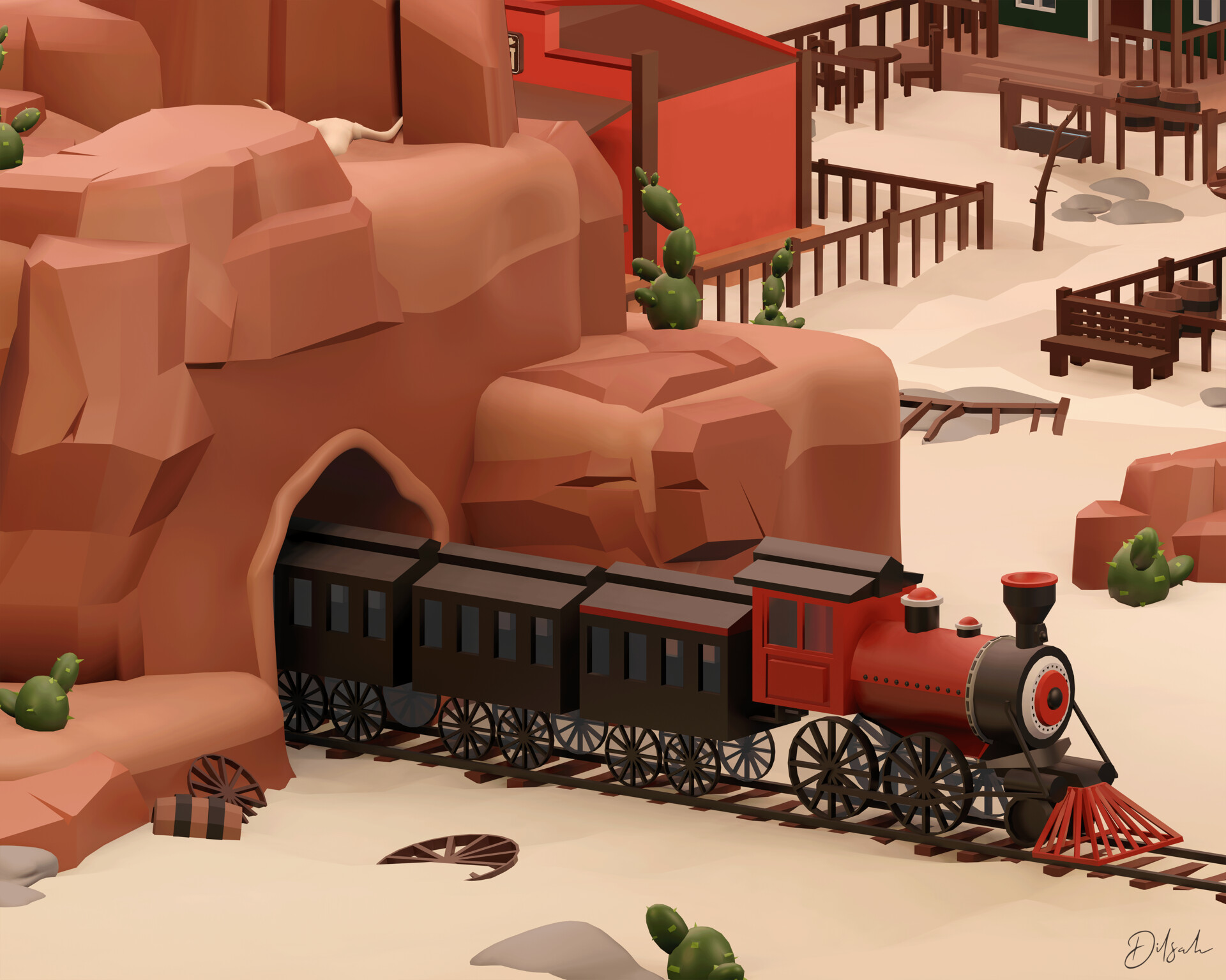 ArtStation - 3D Low Poly Train Wreck Animation