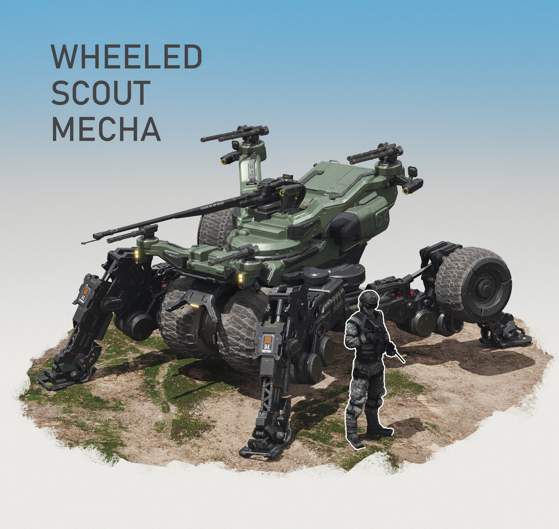ArtStation - Wheeled Scout Mecha
