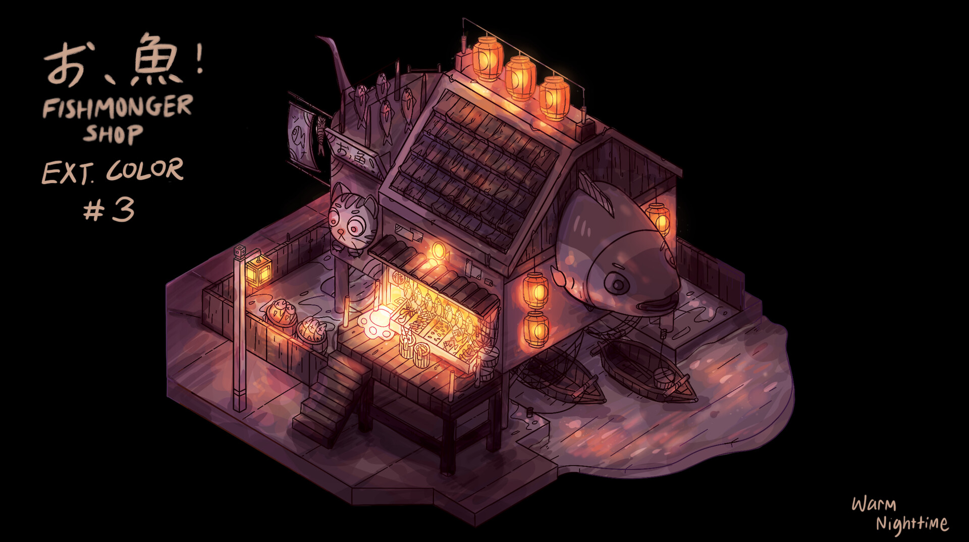 ArtStation - Fishmonger Shop - O, Sakana! - Environment Concept Art