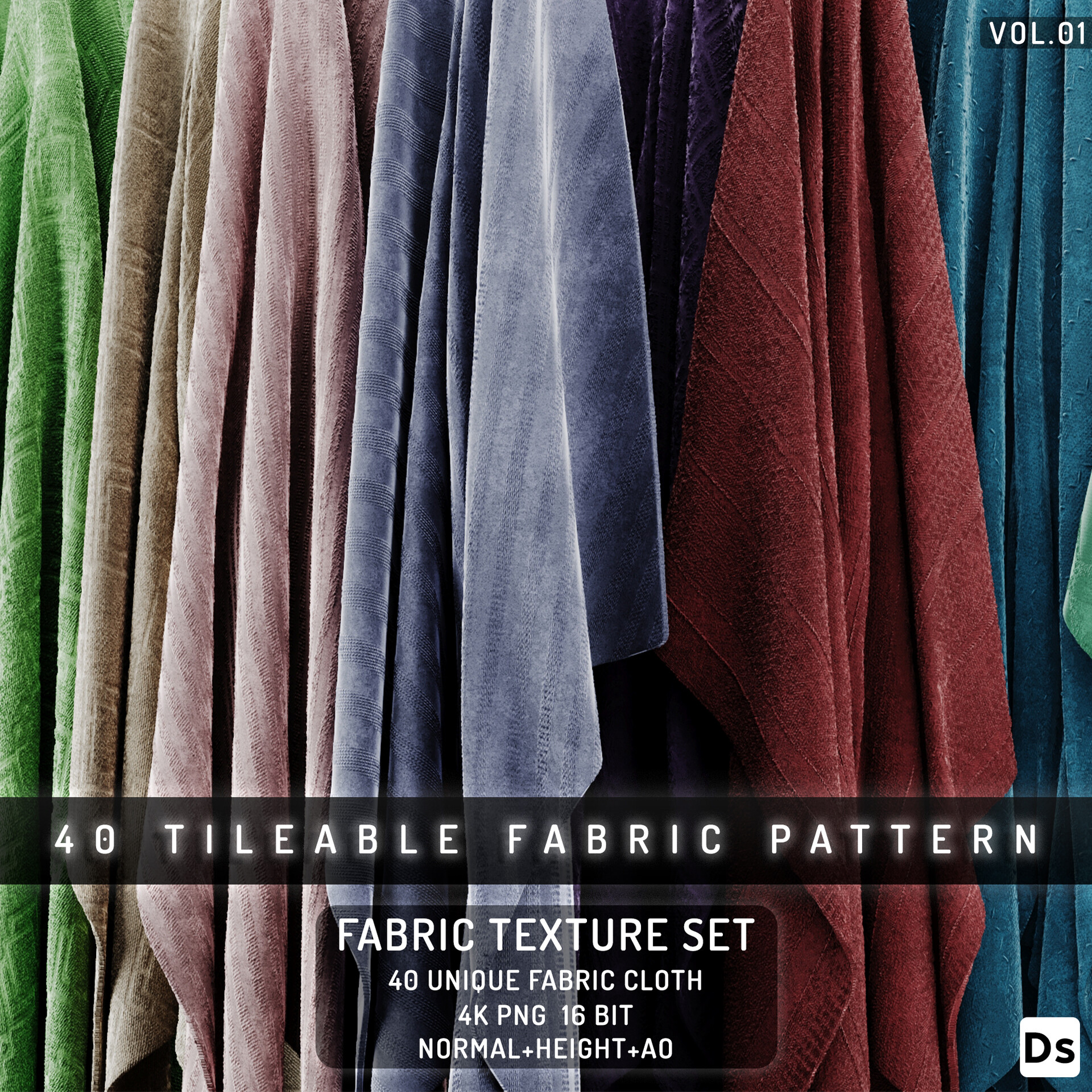 ArtStation - 40 TILEABLE FABRIC PATTERN Vol.01