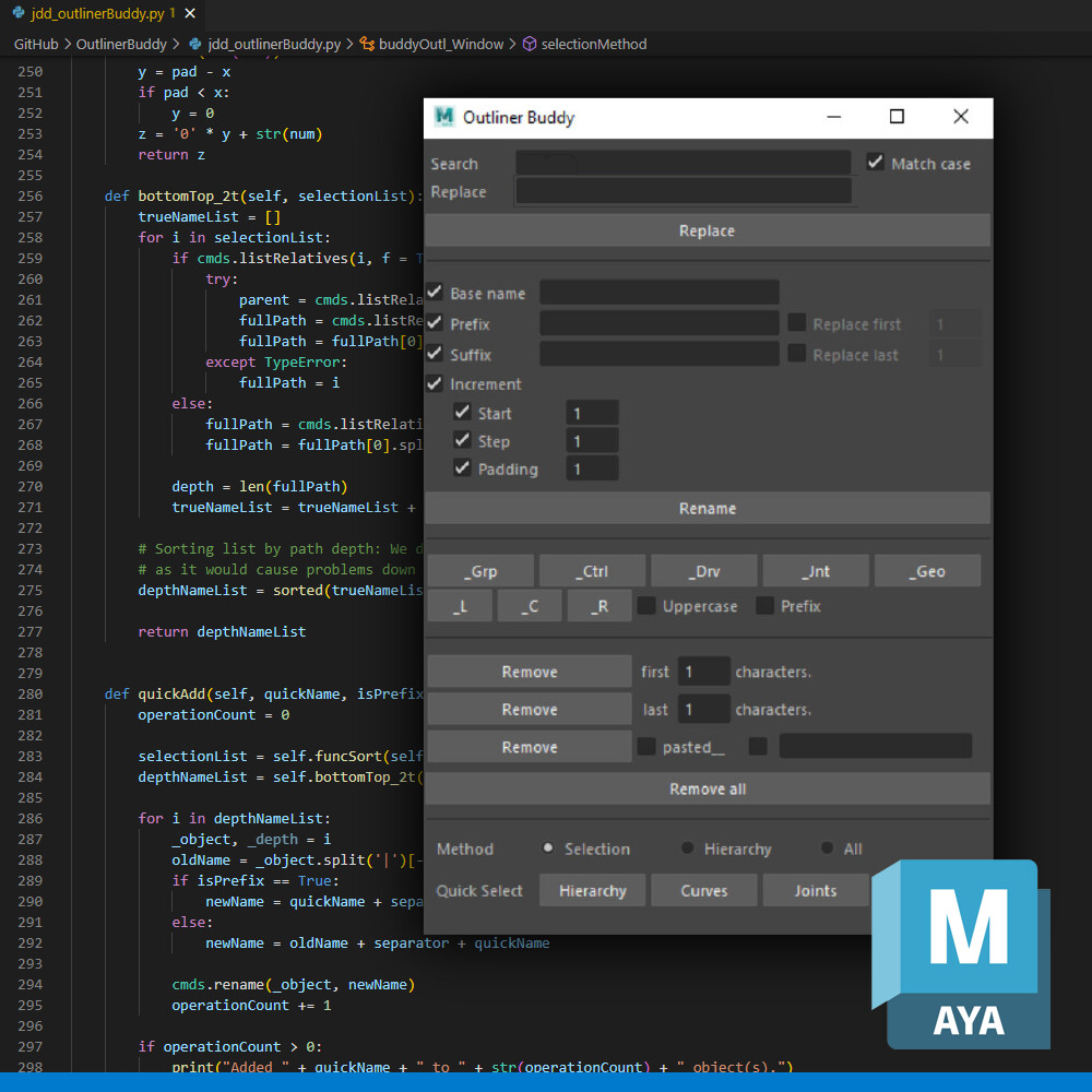 ArtStation - Outliner Buddy - A Maya Renaming Tool