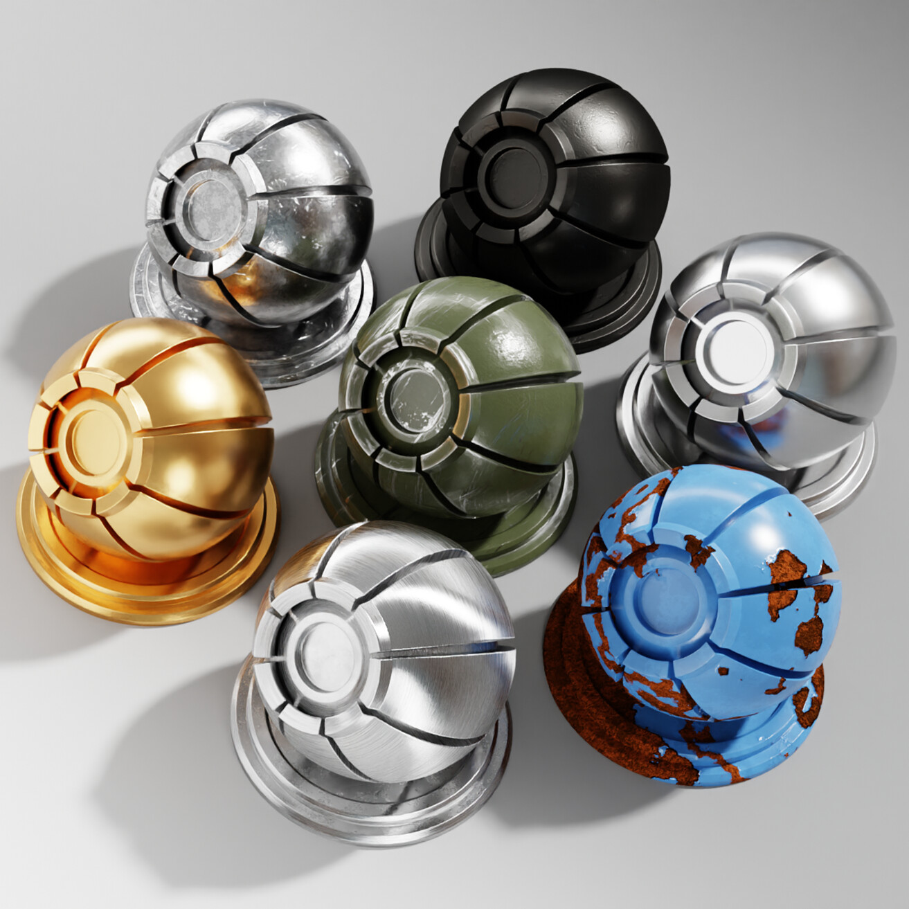ArtStation - 7 Pro Realtime Metal Shaders Vol.01 in Blender by tri-vima ...