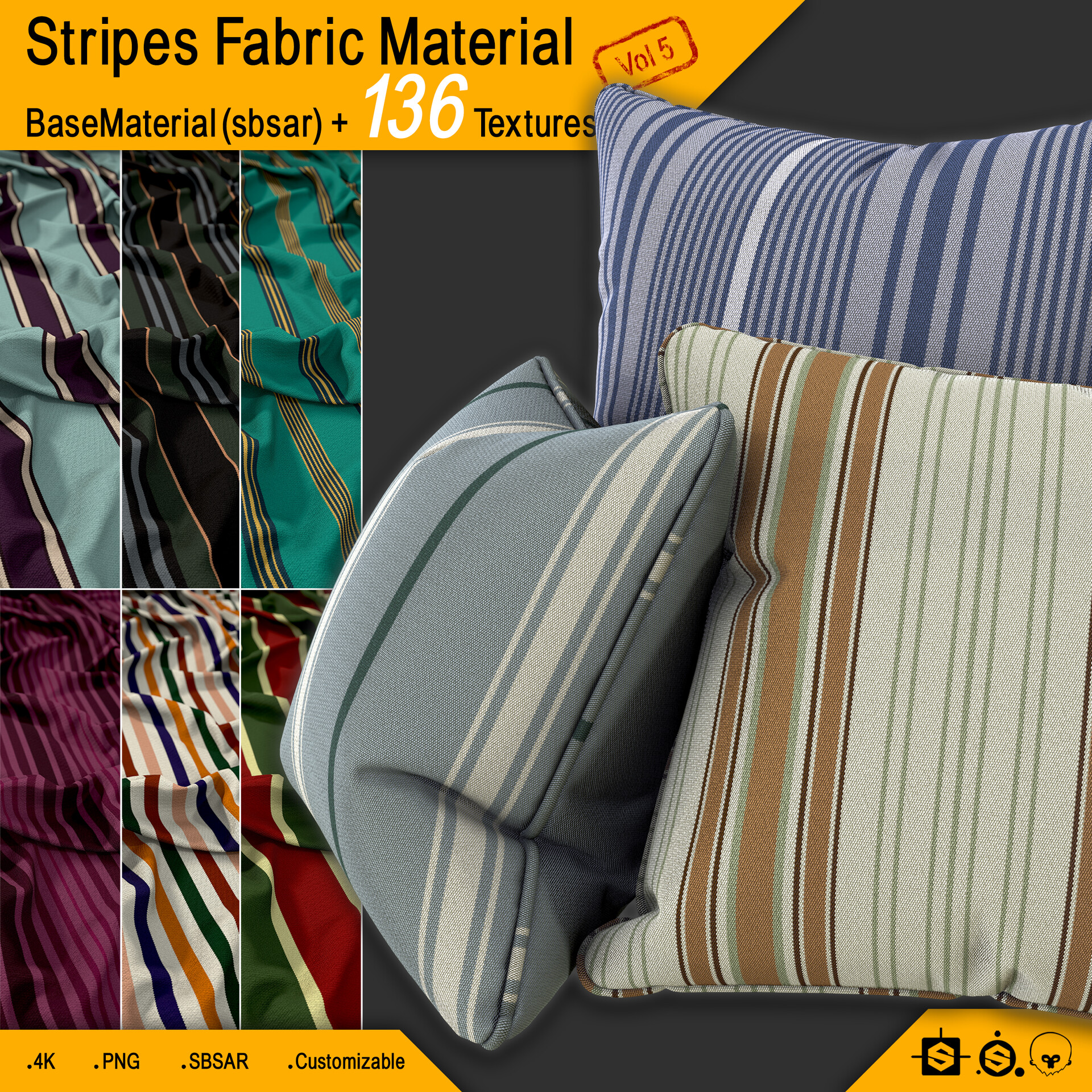 ArtStation - Stripes Fabric Material + 136 Textures (4K) Vol 5