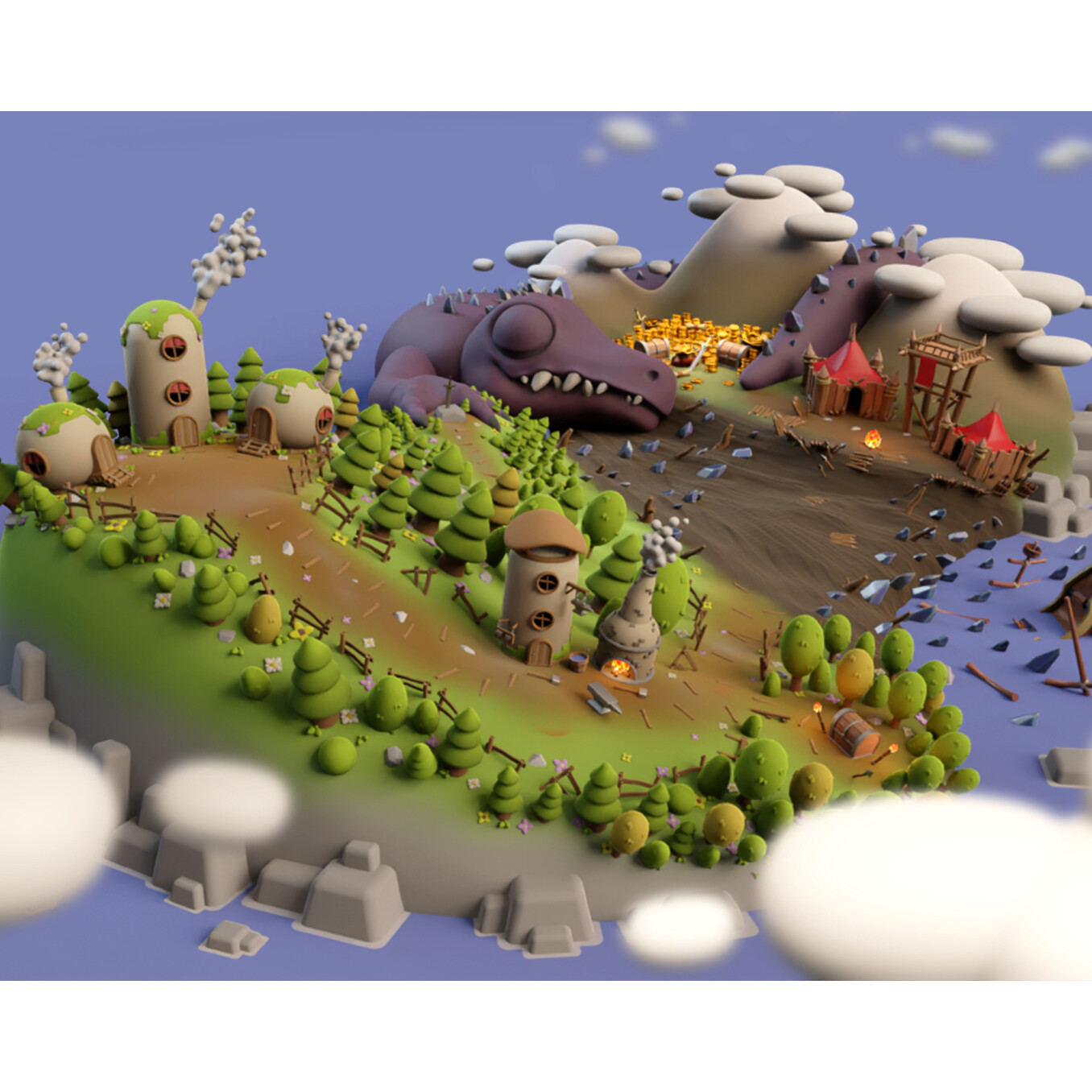 ArtStation - Stylized Dragon island mobile game