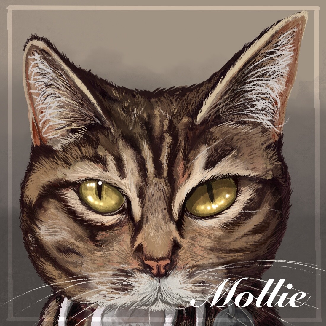 ArtStation - Digital painting of family cat - Mollie