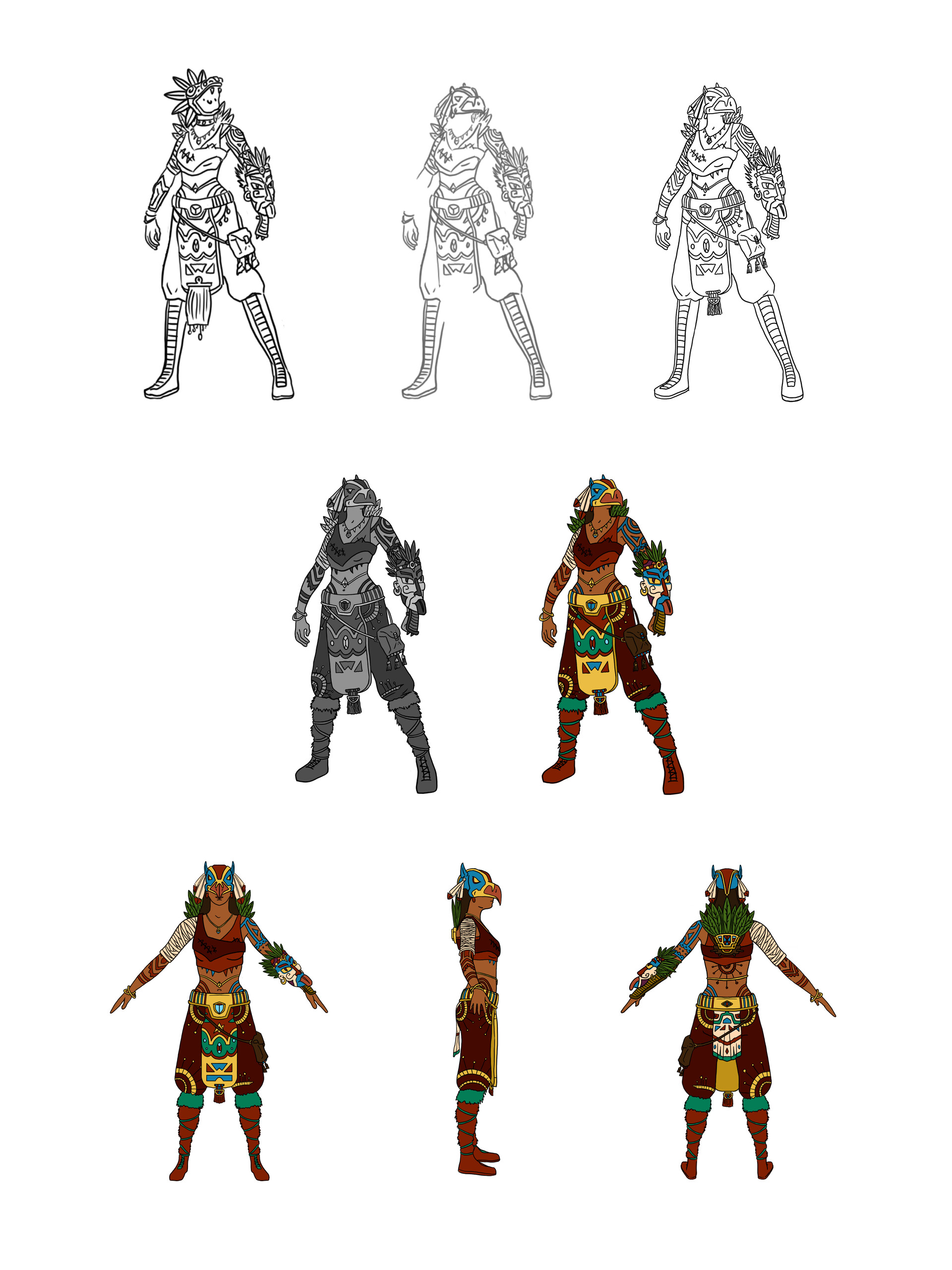 ArtStation - Aztec character and pet sketches