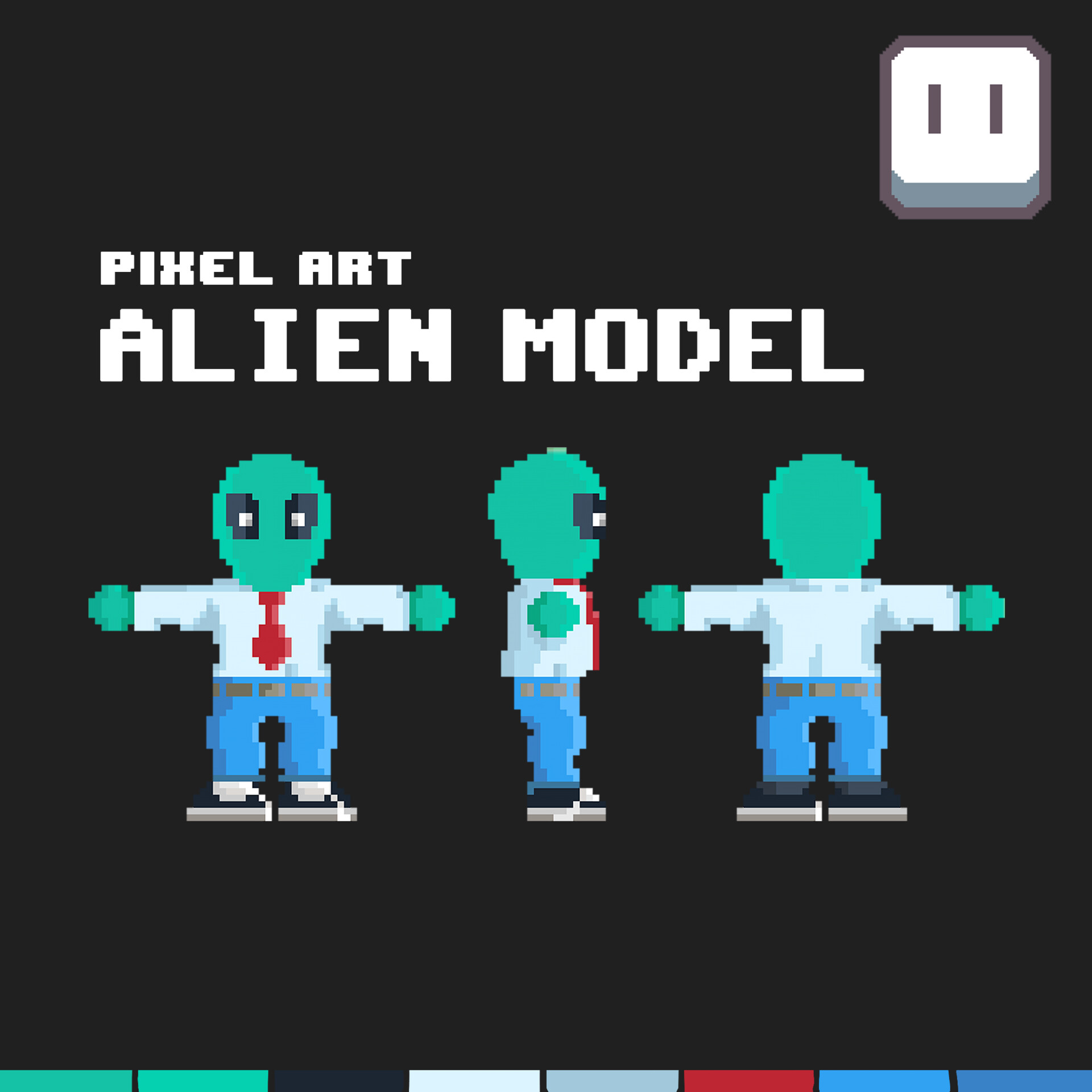 ArtStation - Alien model + idle animation - Pixel Art