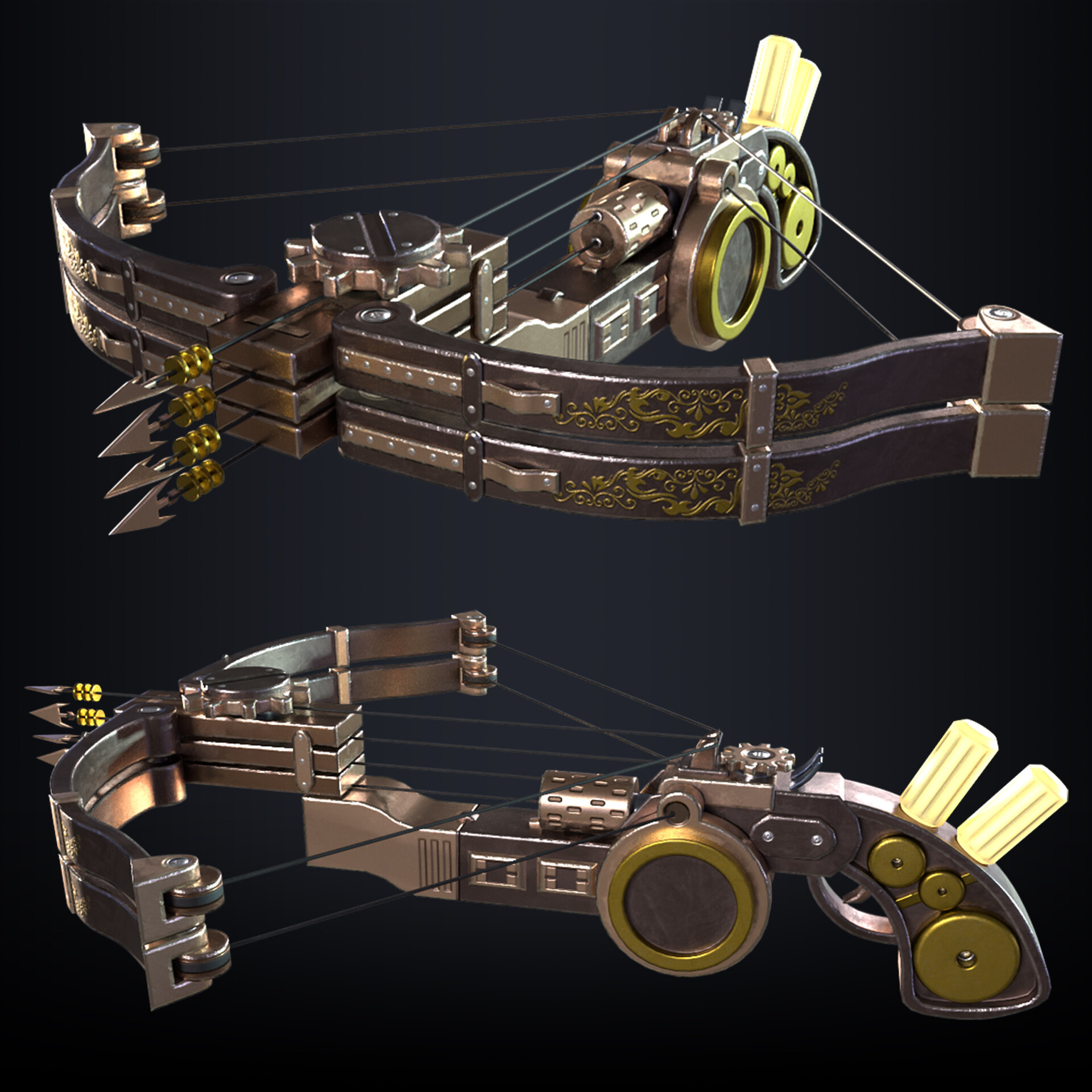 ArtStation - Steampunk Gear Crossbow Weapon