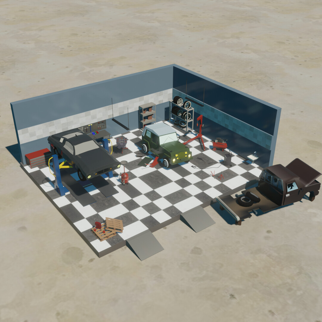 ArtStation - Low Poly Garage