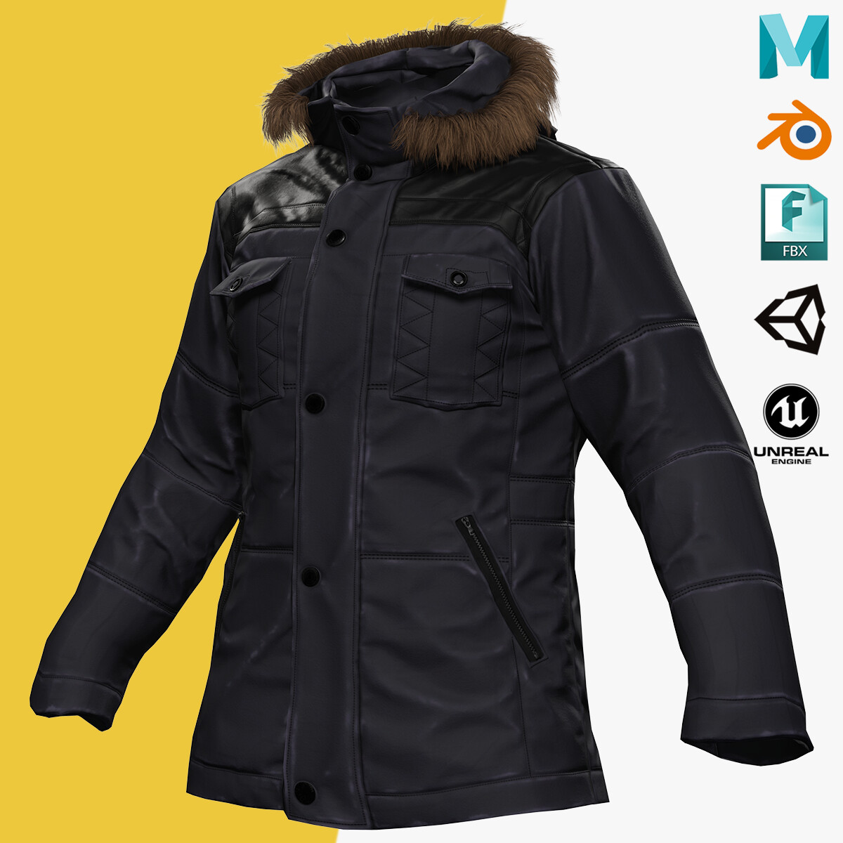 ArtStation - Coat Realistic 3D Rigged Low-poly 3D model