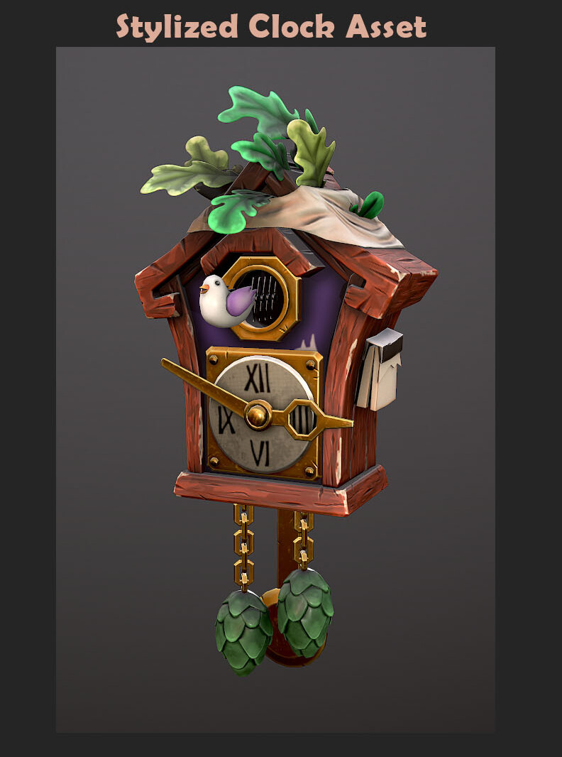 ArtStation - 3D Stylized Cuckoo Clock Asset