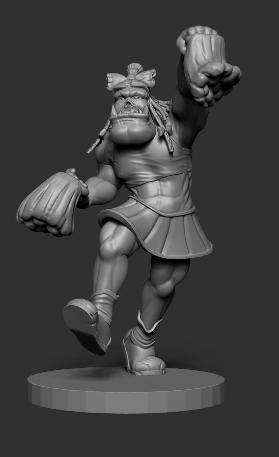 ArtStation - Blood Bowl tournament Custom ork cheerleader miniature - 45mm