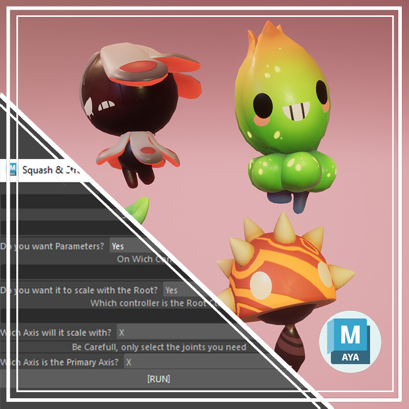 ArtStation - Squash & Stretch Tool Showcase (Python) + Poppies Rig!