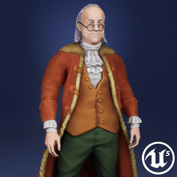 ArtStation - Benjamin Franklin - Stylized Game Ready Character