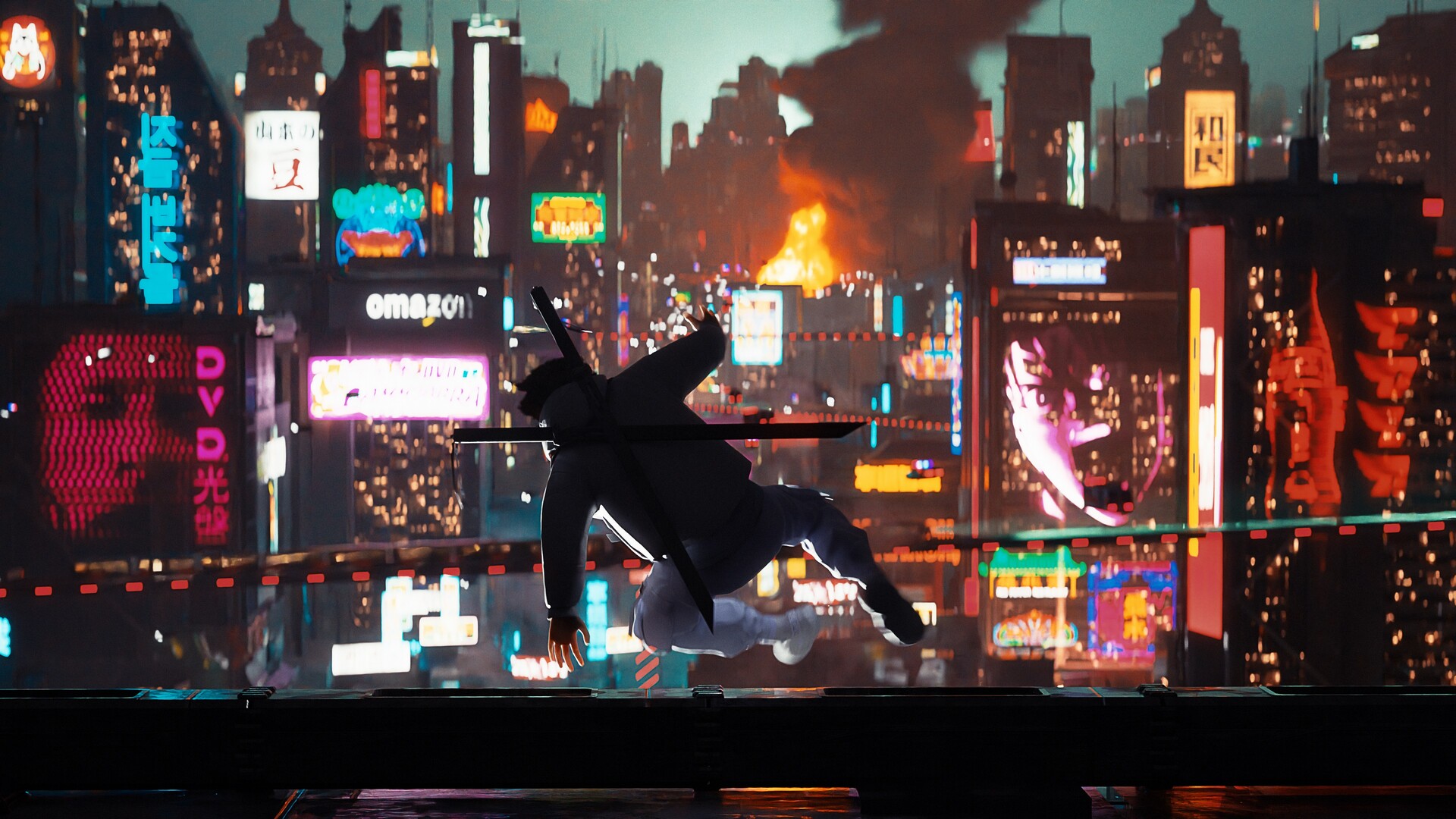 ArtStation - Fire in Cyberpunk City - Blender